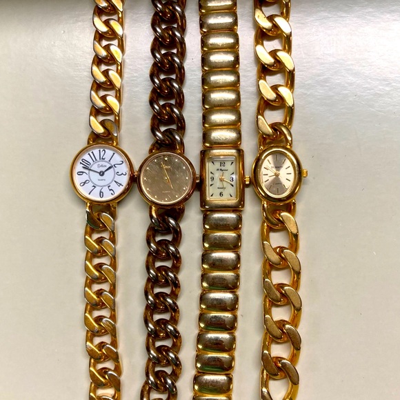 Vintage | Accessories | Vintage 98s Ladies Goldtone 4watch Bundle ...